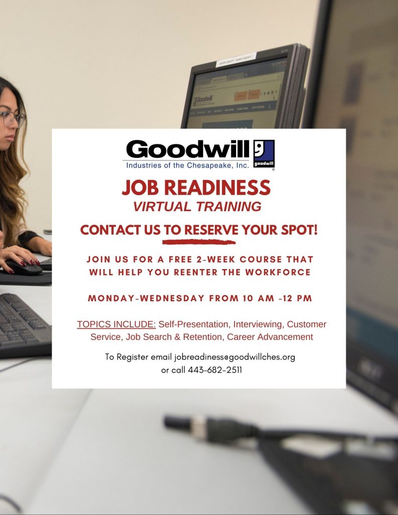 Free Job Readiness Virtual Training - Goodwill Industries of the Chesapeake